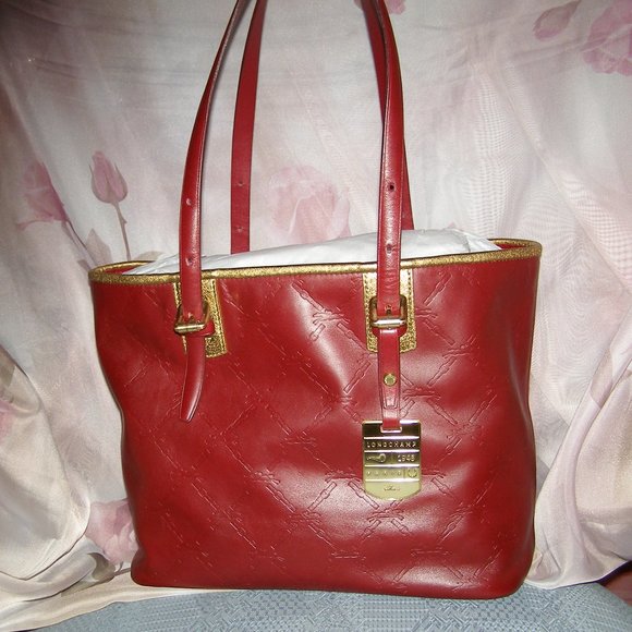Longchamp | Bags | Euc Longchamp Lm Cuir Medium Leather Tote Red | Poshmark